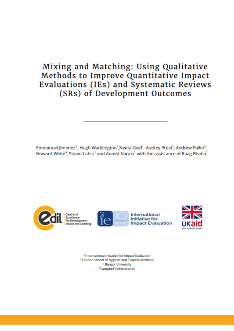 Mixing and Matching: Using Qualitative Methods to Improve Quantitative Impact Evaluations (IEs ...